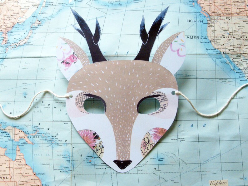 Printable Pastel Animal Paper Mask Set, Gift, Home Decor, Woodland ...