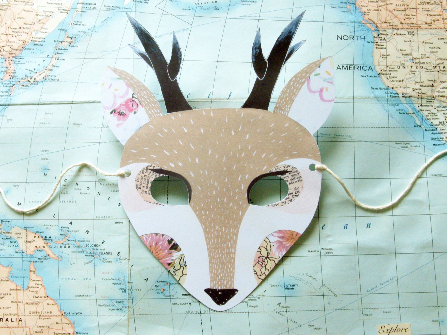 Printable Deer Paper Mask, Gift, Home Decor, Woodland Forest Party or ...