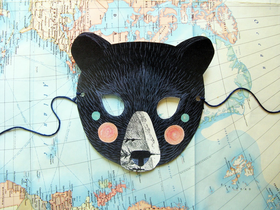 Printable Black Bear Paper Mask, Gift, Home Decor, Woodland Forest ...