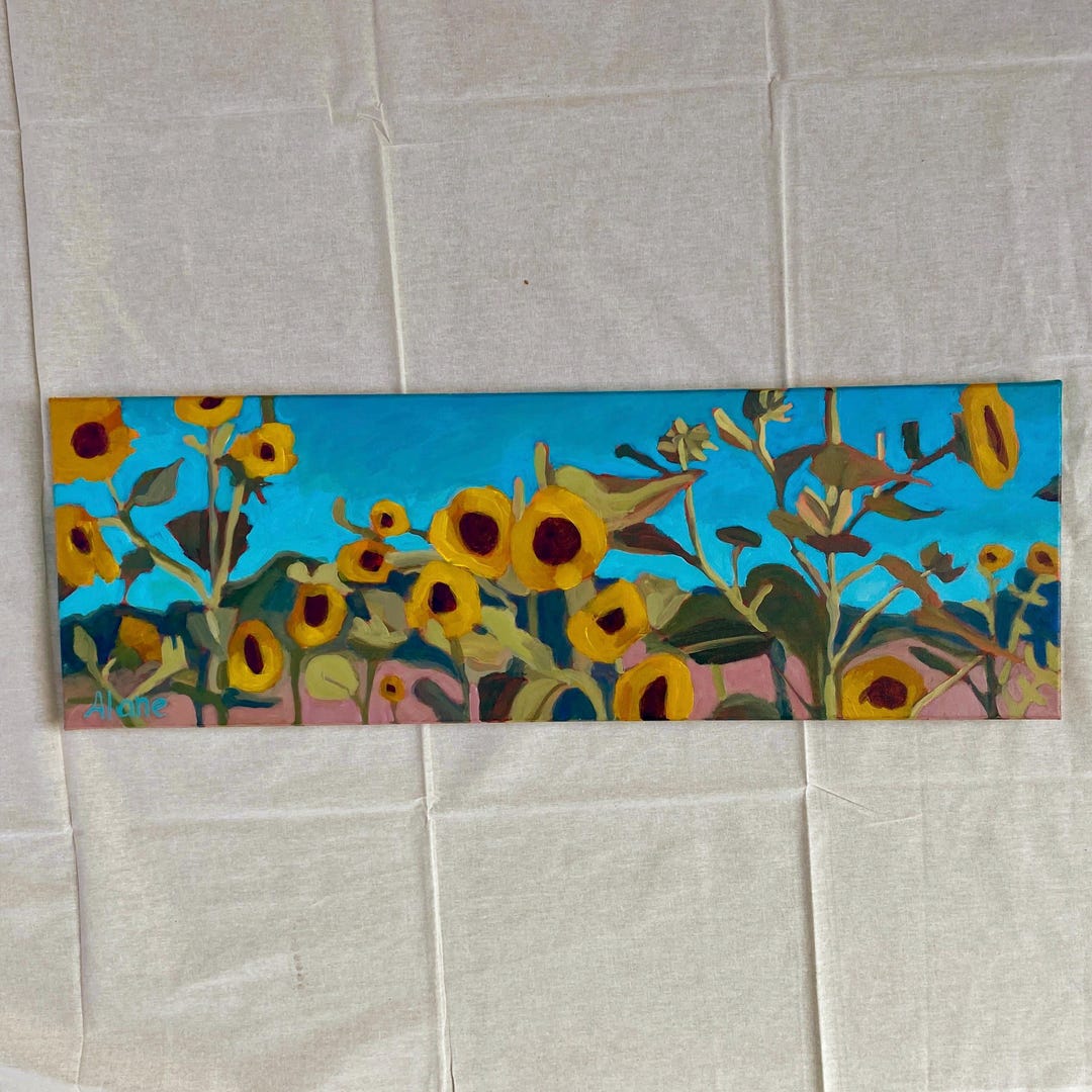 Sunflower Field Acrylic Original Painting on Canvas: Contemporary Home ...