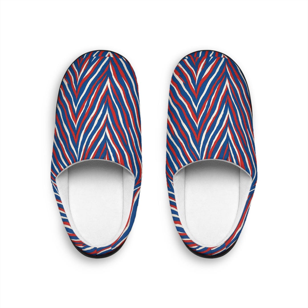 Red White Blue Zebra Stripe Slippers | Indoor Slippers - Etsy