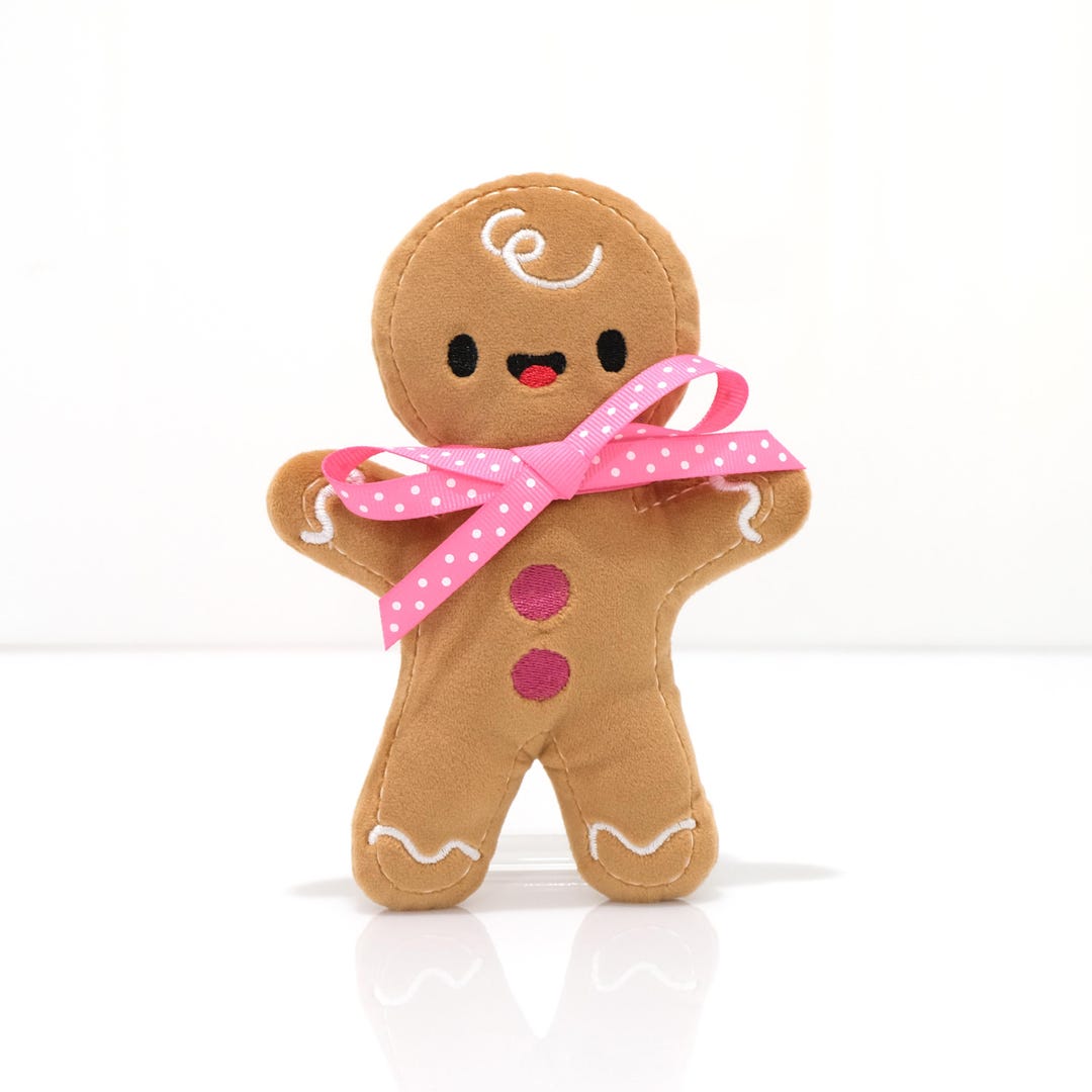 Gingerbread Man Plush pink Ribbon Christmas Plushie Stuffed Toy ...