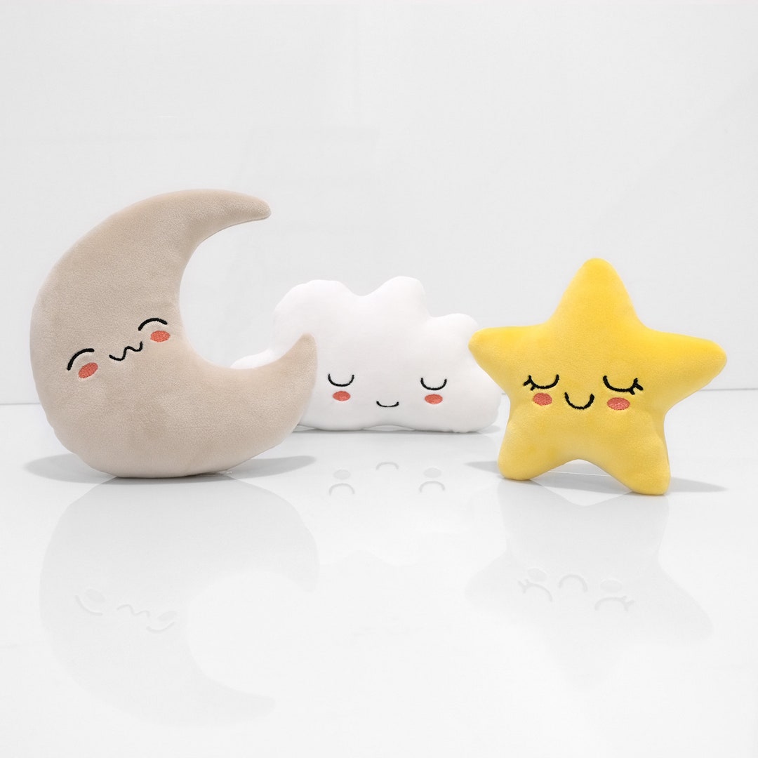 Cloud, Moon & Star Plush Set - Handmade Nursery Decor, Baby Gift, for ...