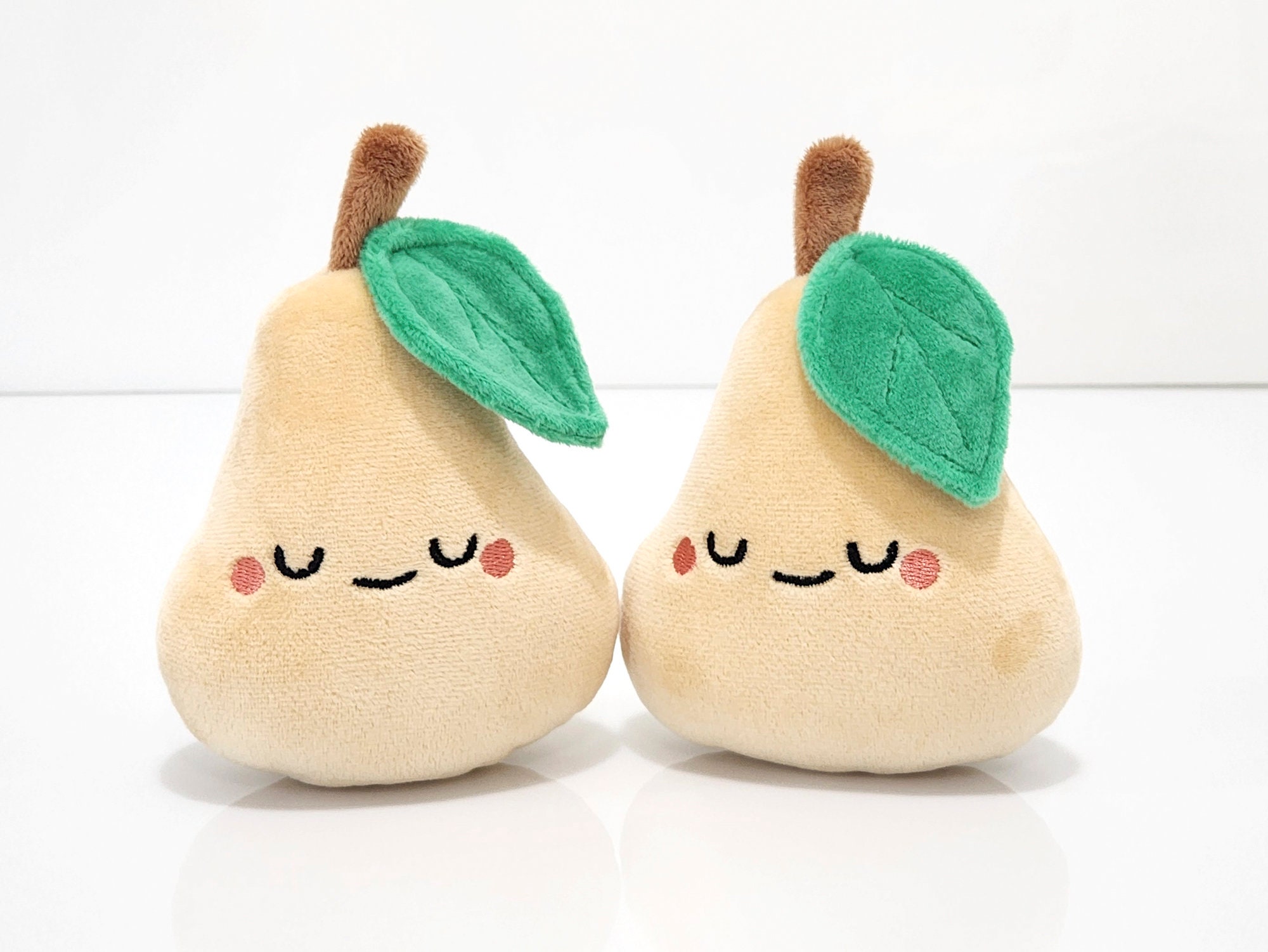 2 Pear Plush Set brown Kawaii Fruit Plushie Gift for - Etsy