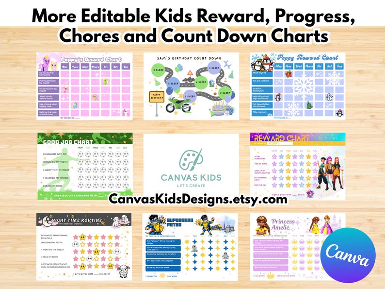 Kids Red Christmas Reward & Chore Chart | Editable Canva Template ...