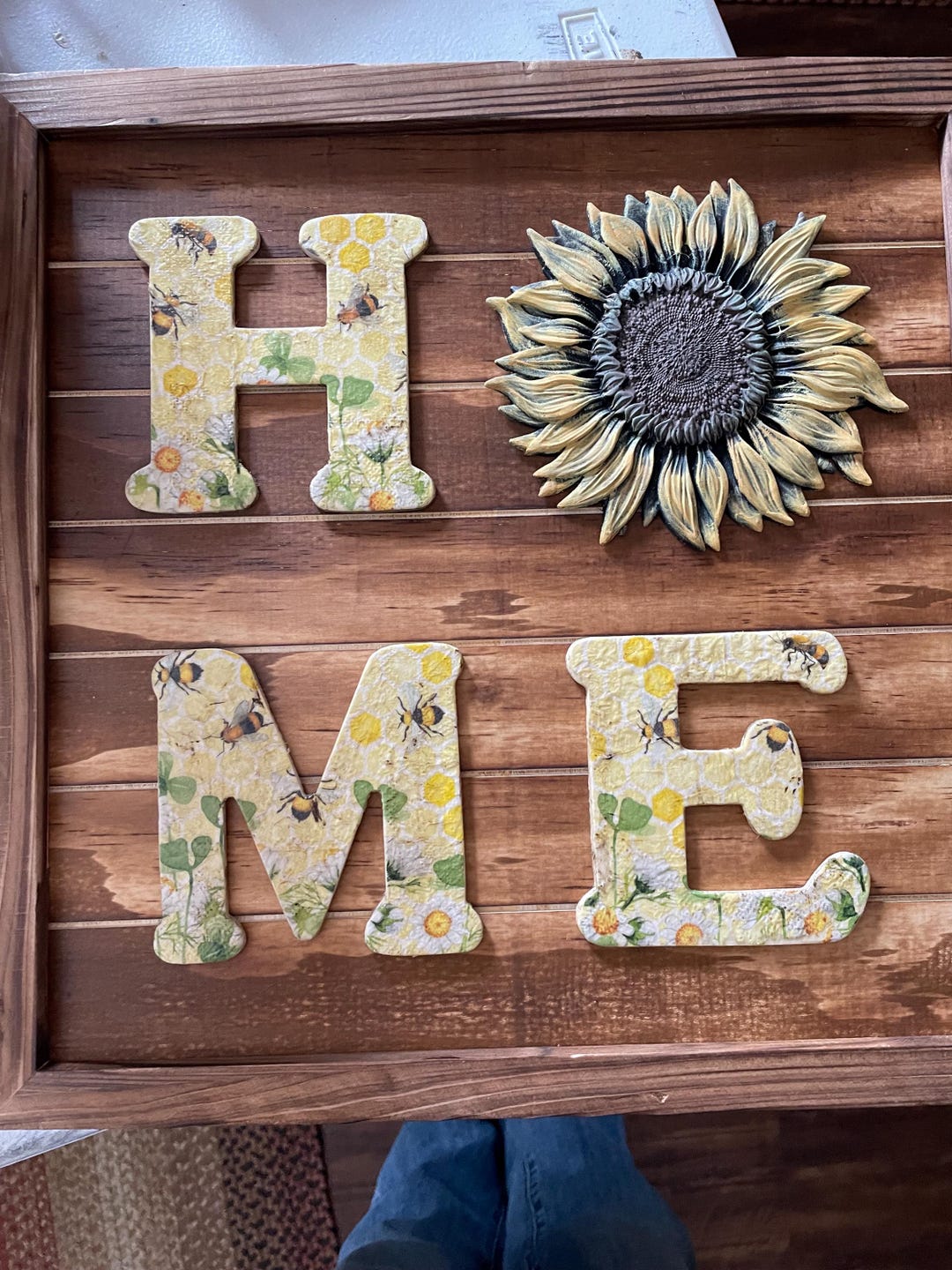 Home Sign With Resin Sunflower 13" X 13" - Etsy