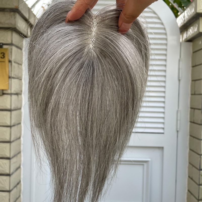 Silver gray hair topper - Etsy.de