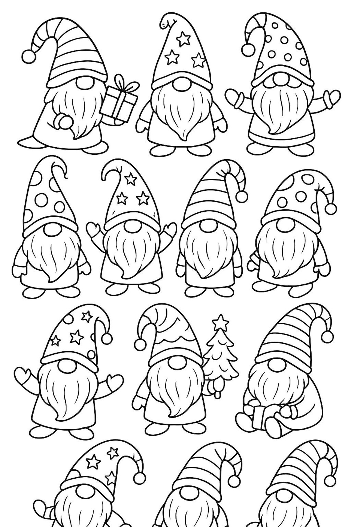 Christmas Gnomes Coloring Sheet - Etsy