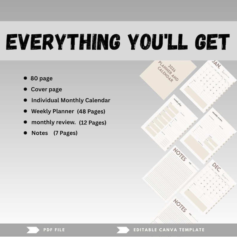 2026 Digital Planner | Canva Editable | Weekly Planner | Monthly ...
