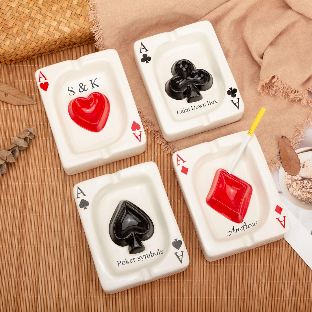 Custom Playing Card Ashtray,ace Poker Ceramic Ashtray,custom Engraved ...