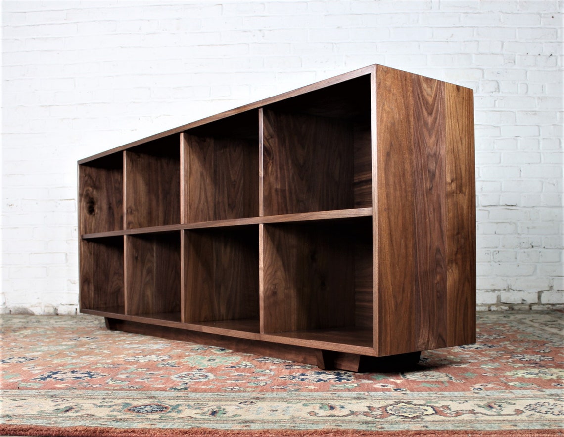 Solid Walnut 80 Record Vinyl Case Bookcase Mid Century and Craft Style ...