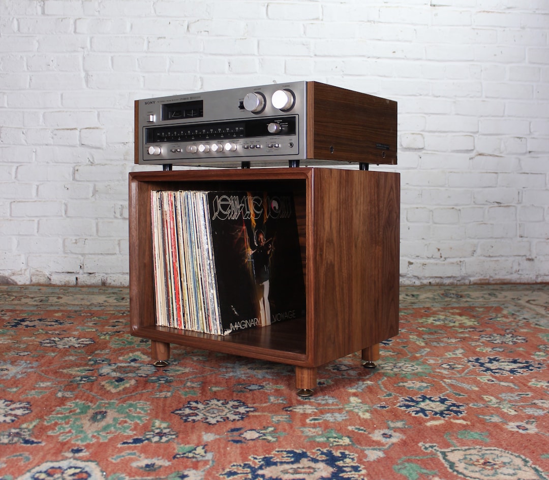 Solid Walnut Record Vinyl Storage Unit or End Table Bookcase Mid ...