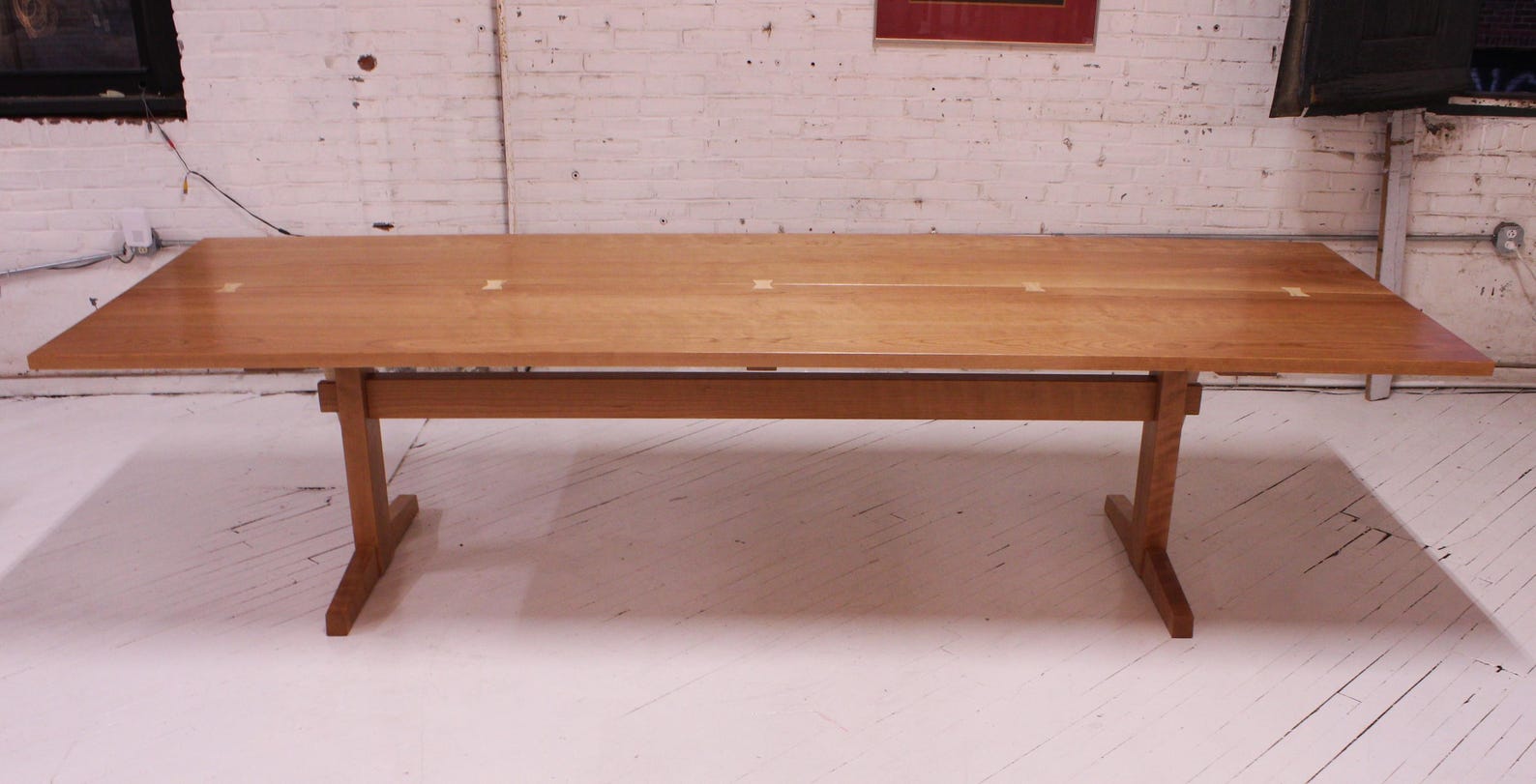 Custom Solid Wood Knockdown Trestle Dining Table Traditional Japanese ...