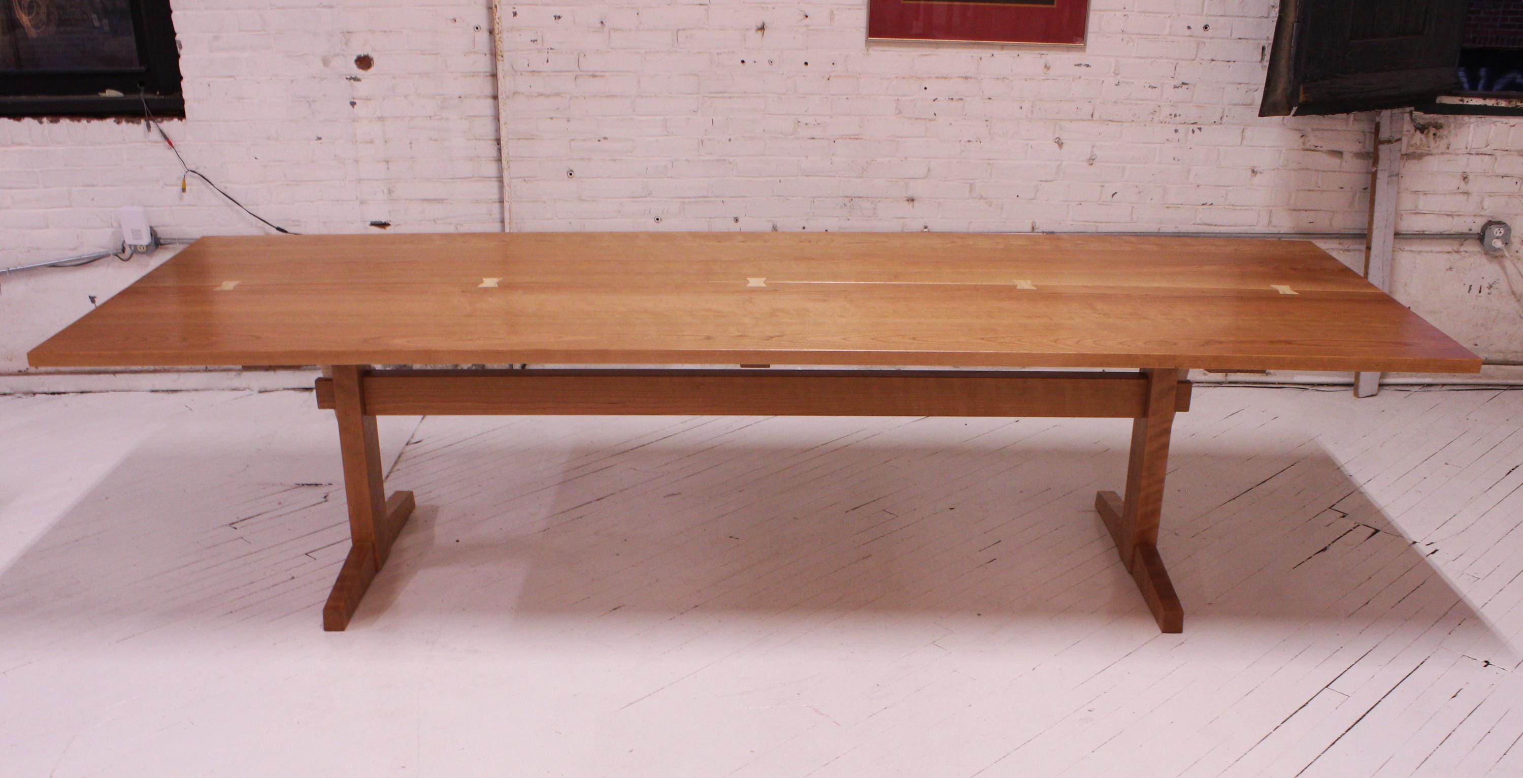 Custom Solid Wood Knockdown Trestle Dining Table Traditional Japanese ...