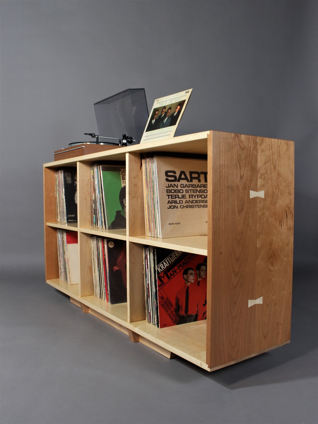 Solid Hard Maple and Cherry Record Vinyl Storage Unit Bookcase Mid ...