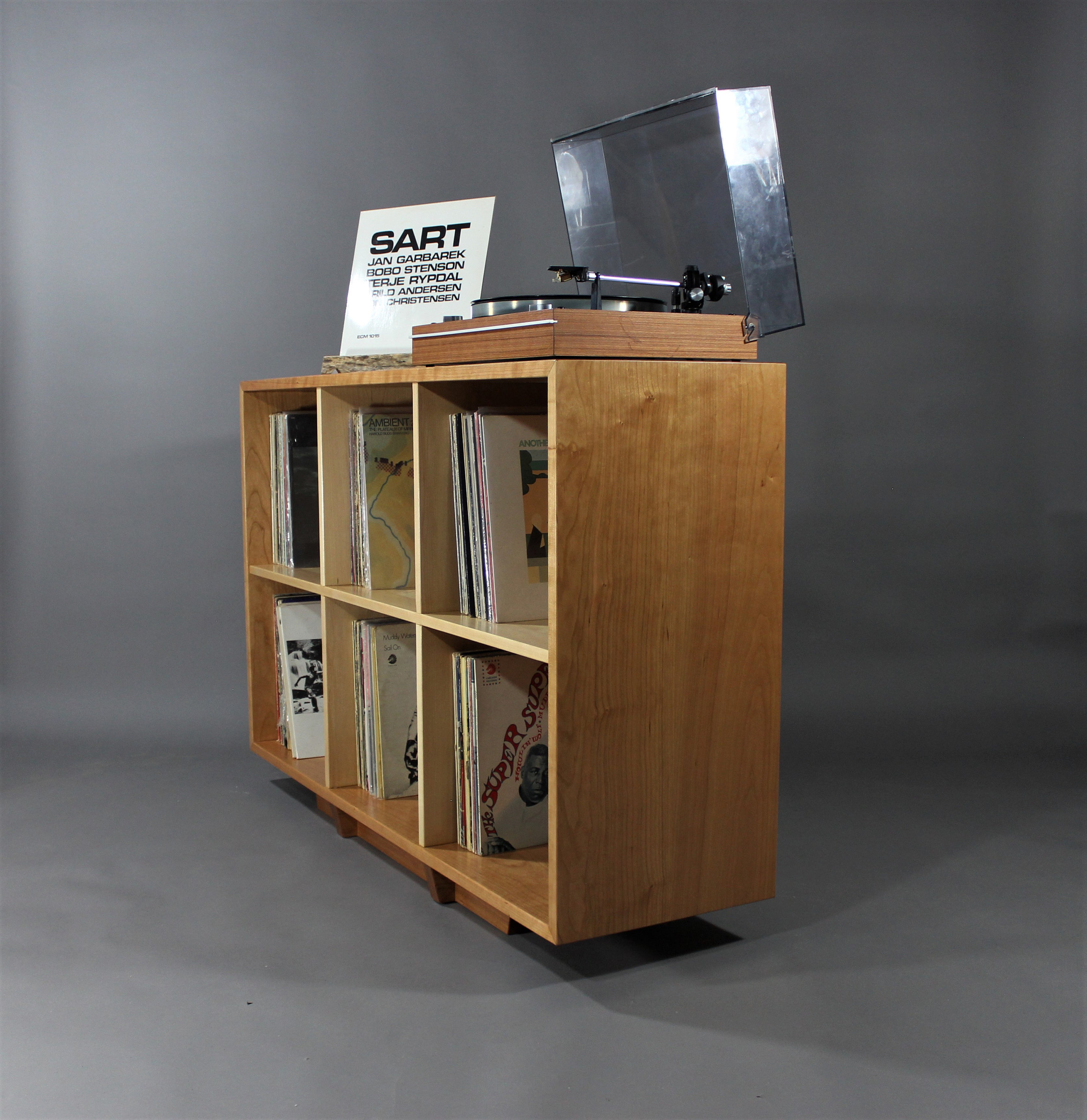 Solid Two Tier Handmade Cherry Record Case Bookcase With Hard Maple ...