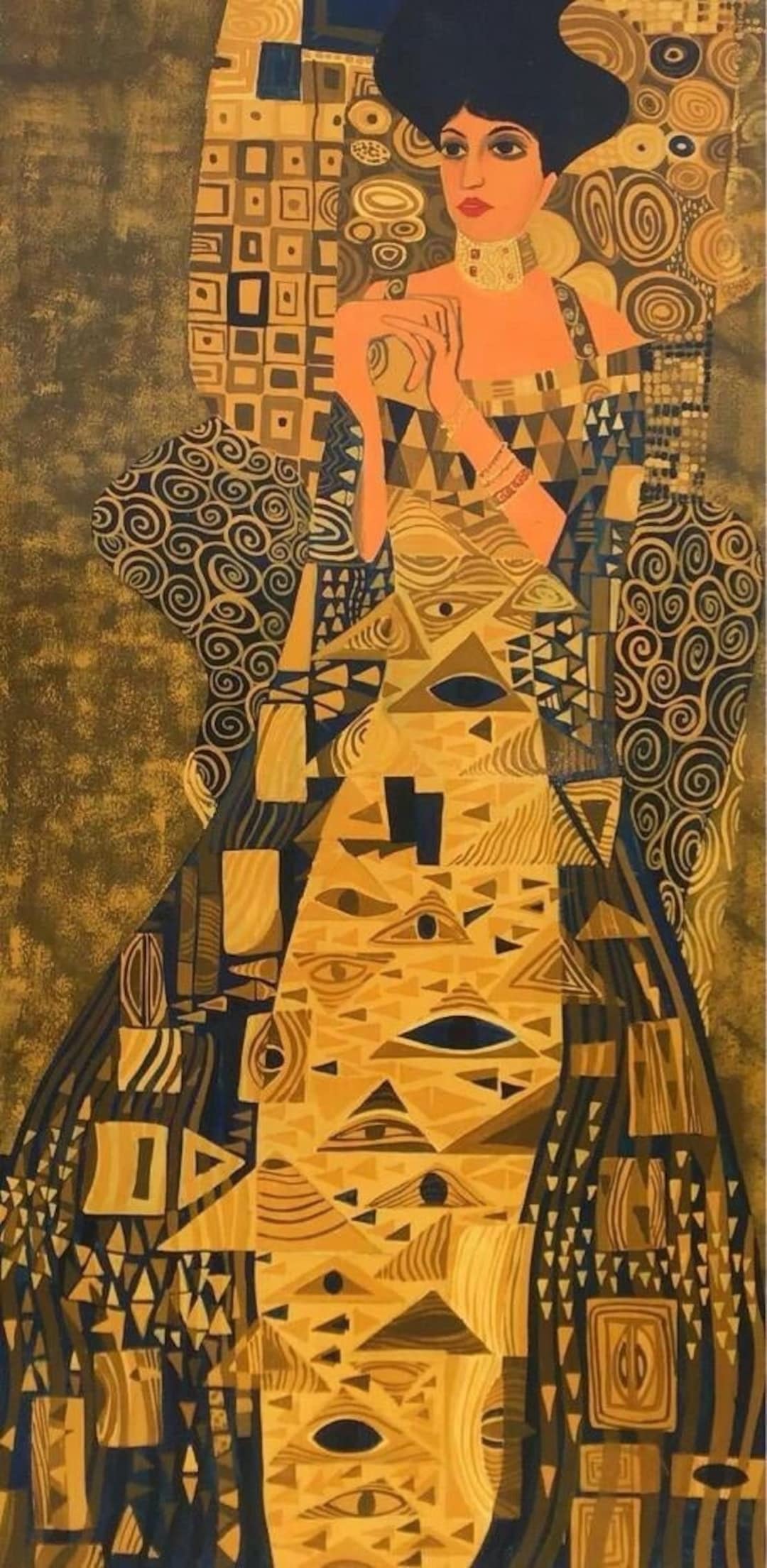 1980s Anne Bourassa Monumental Art Nouveau Style Portrait of a Woman in ...