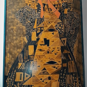 1980s Anne Bourassa Monumental Art Nouveau Style Portrait of a Woman in ...