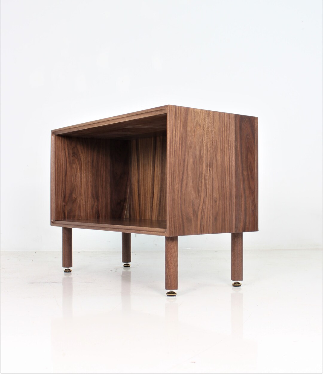 Solid Walnut 30" Record Vinyl Storage Unit or End Table Bookcase Mid ...