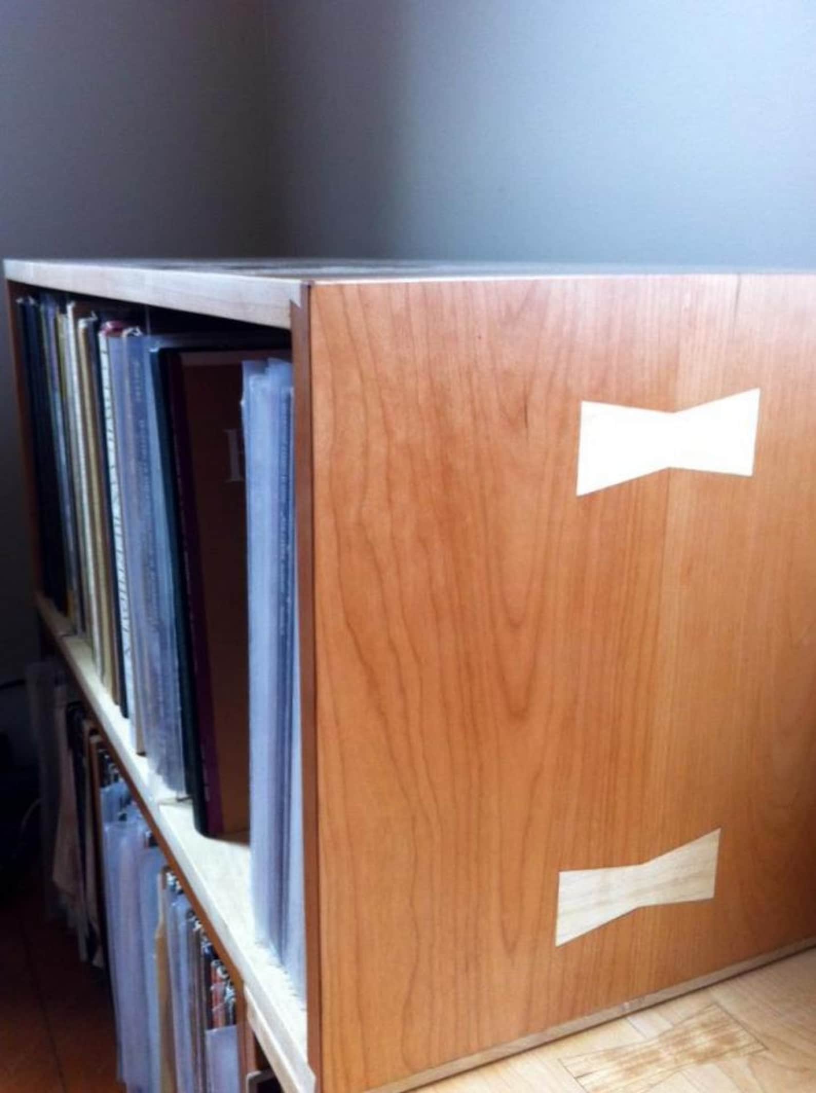 Custom Record Vinyl Storage Storage Cabinet Bin Bookcase Cherry Maple ...
