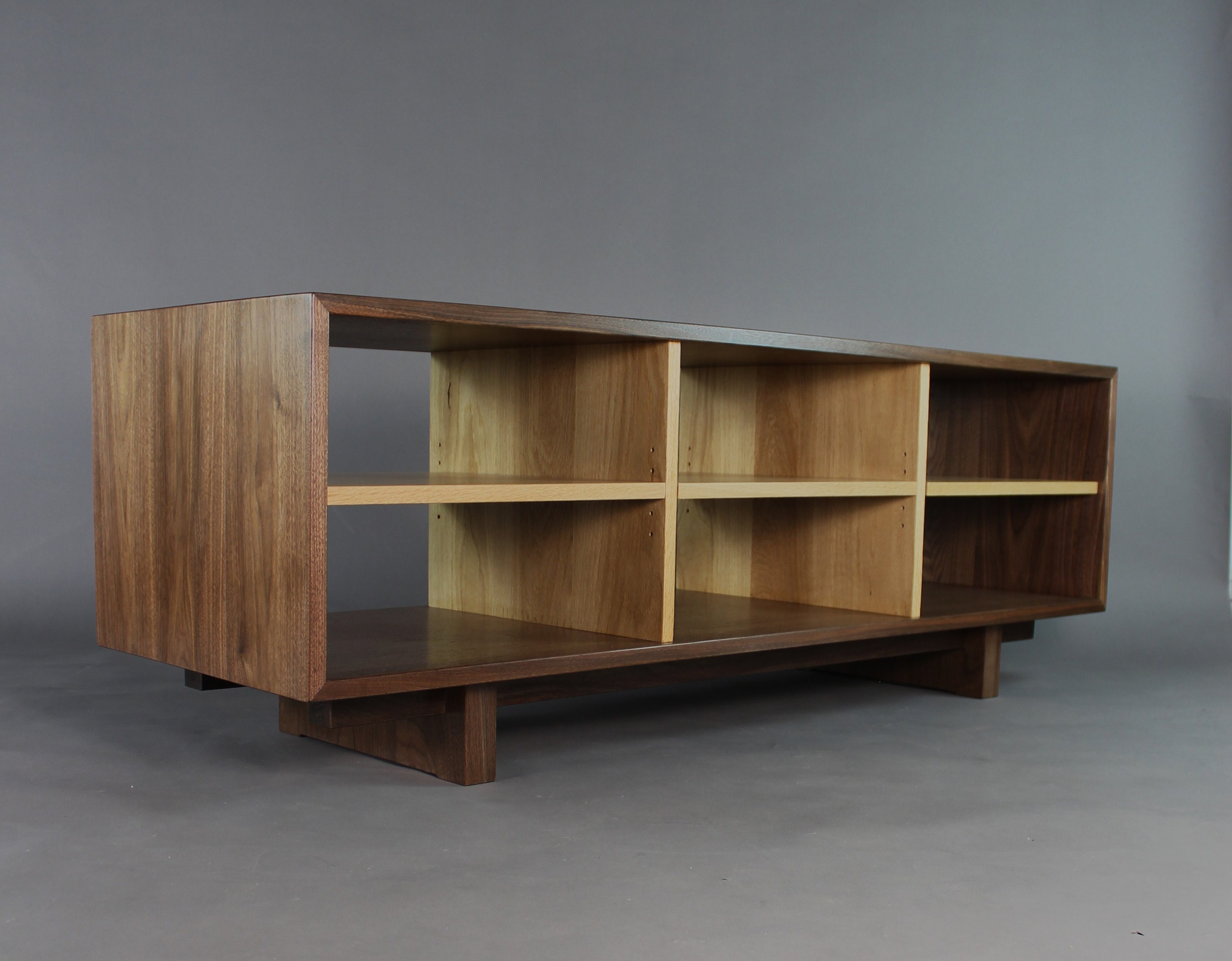 Solid Walnut and White Oak Media Console Room Divider Low Case Organic ...