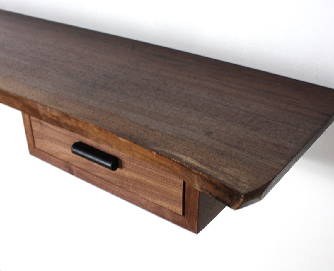 Petite Live Edge Walnut Custom Shelf Walnut Wall or Entry Shelf With ...