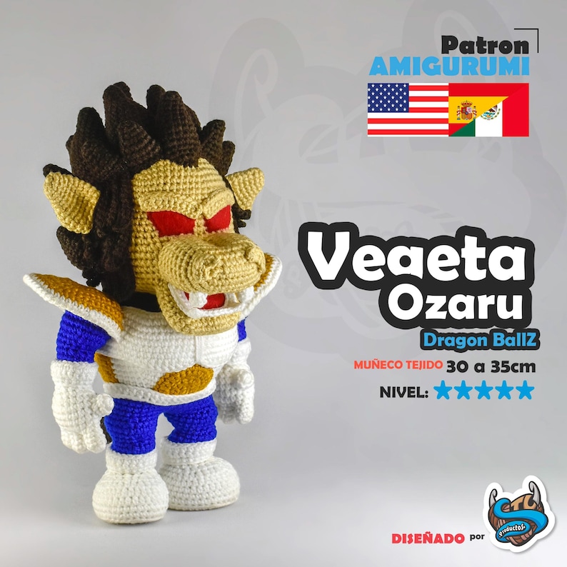 Vegeta Ozaru | Amigurumi Pattern PDF in SPANISH&ENGLISH by Stuproductos ...