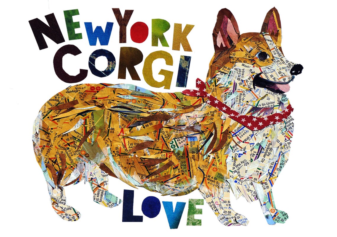 Corgi Art Print – Map Dog LOVE NEW YORK, Dog Lover Gift - Etsy