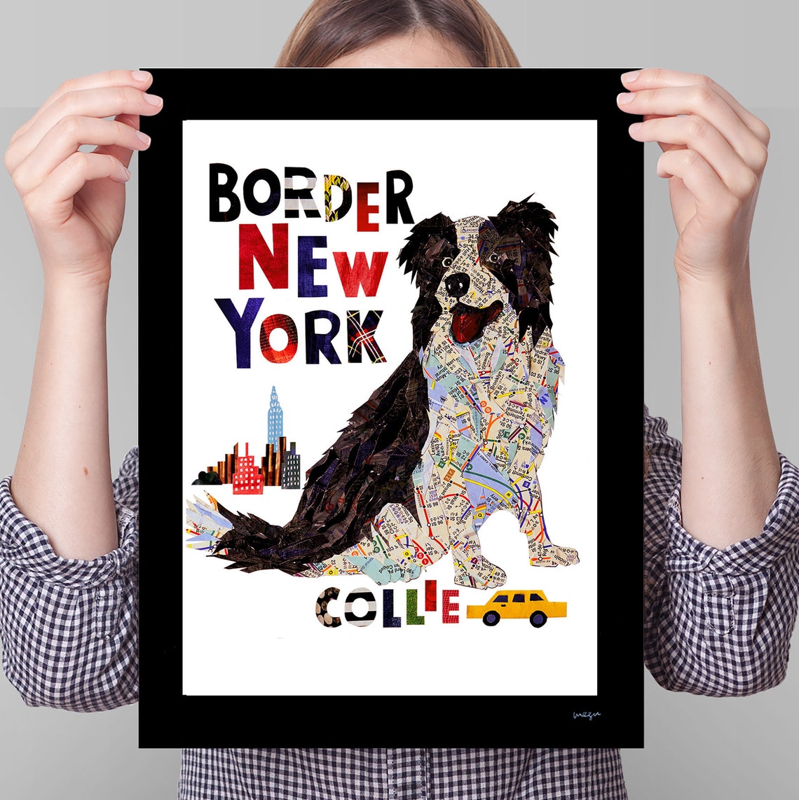 Map Dog BORDER COLLIE/ Border Collie Art/border Collie - Etsy