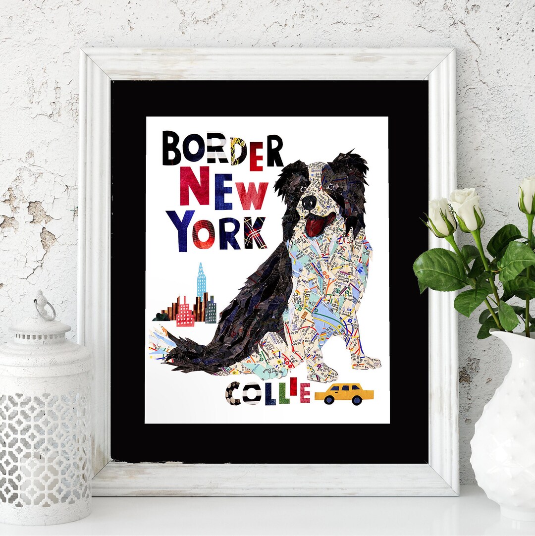 Map Dog BORDER COLLIE/ Border Collie Art/border Collie Print/sheep Dog ...