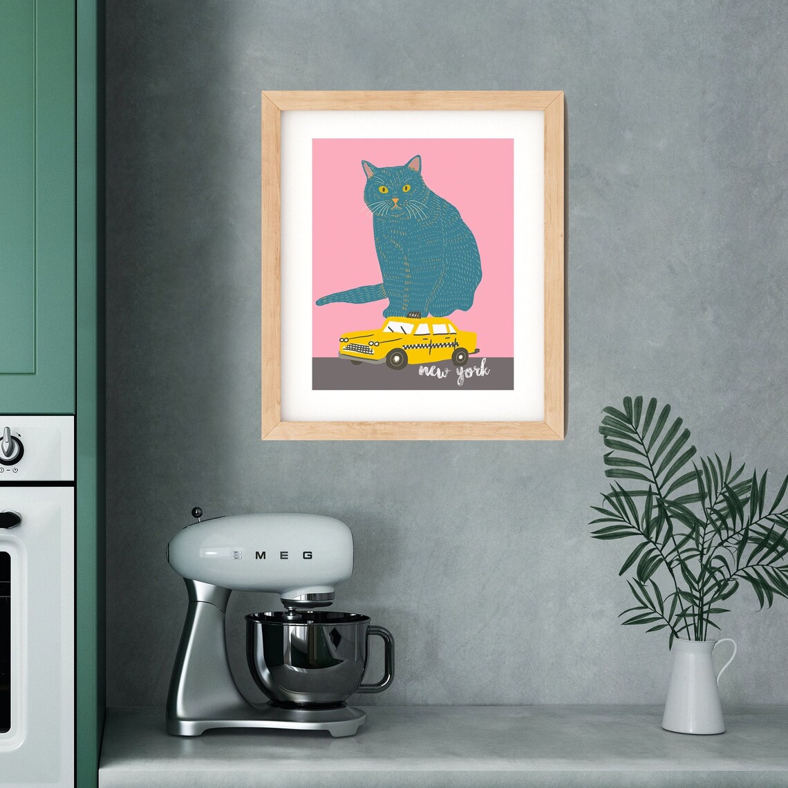 Cat Art Print/cat Print Wall Art/art Print Cat/cat/cat Art/cat Taxi Art ...