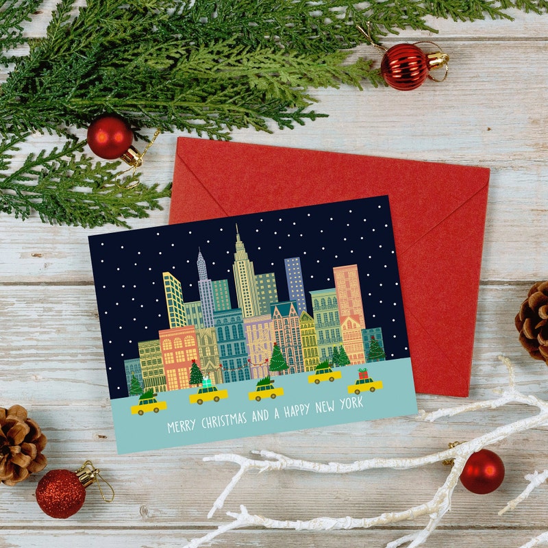 New York Christmas Card - Etsy