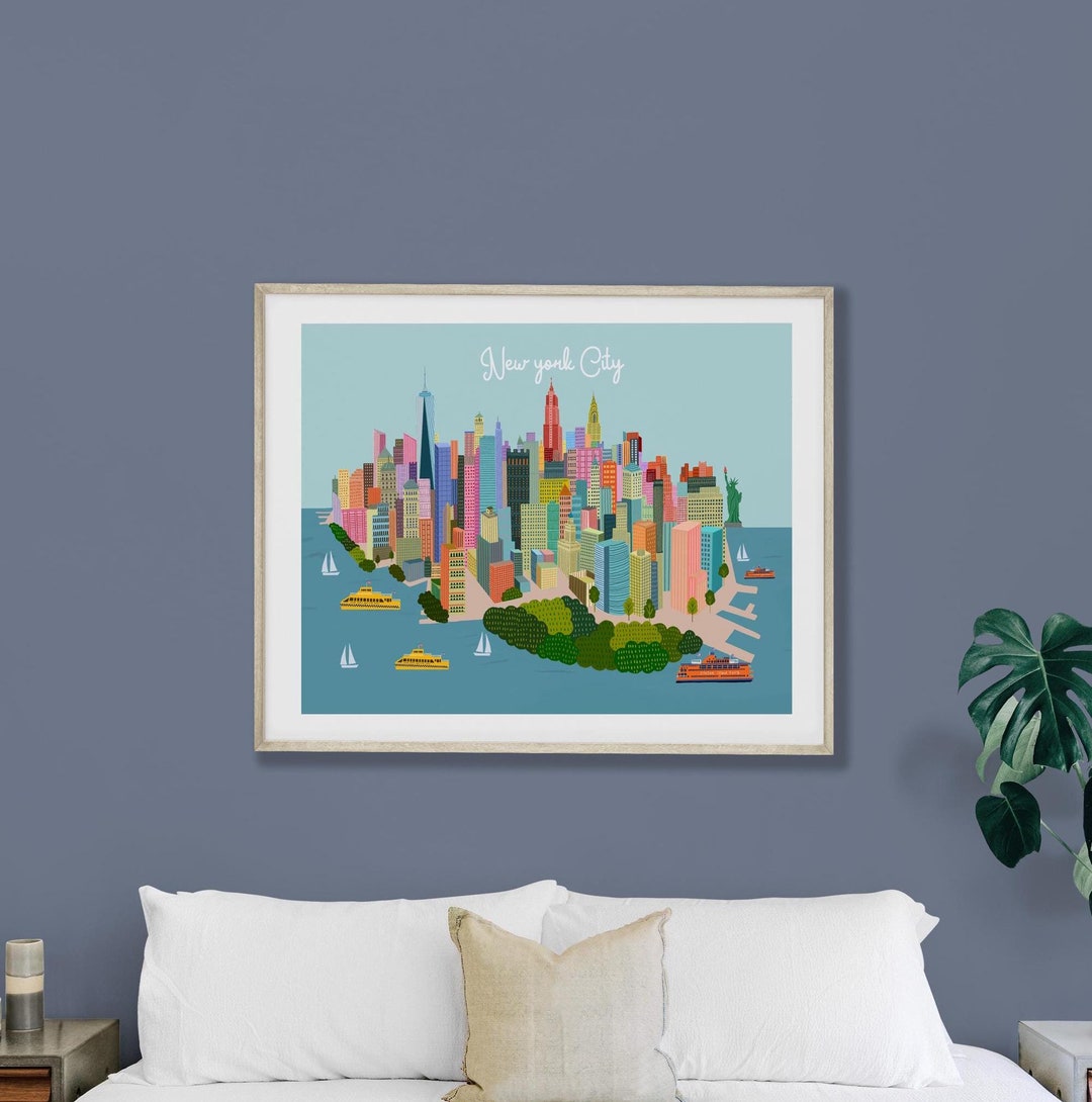 New York Skyline Art Print/nyc Art Print/new York Illustration /new ...