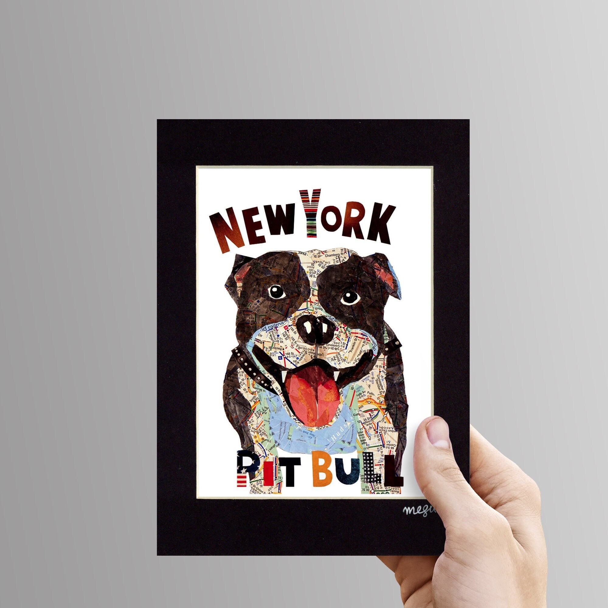 Map Dog Love New Ympit Bull Terrier Dog/ PIT BULL Art - Etsy