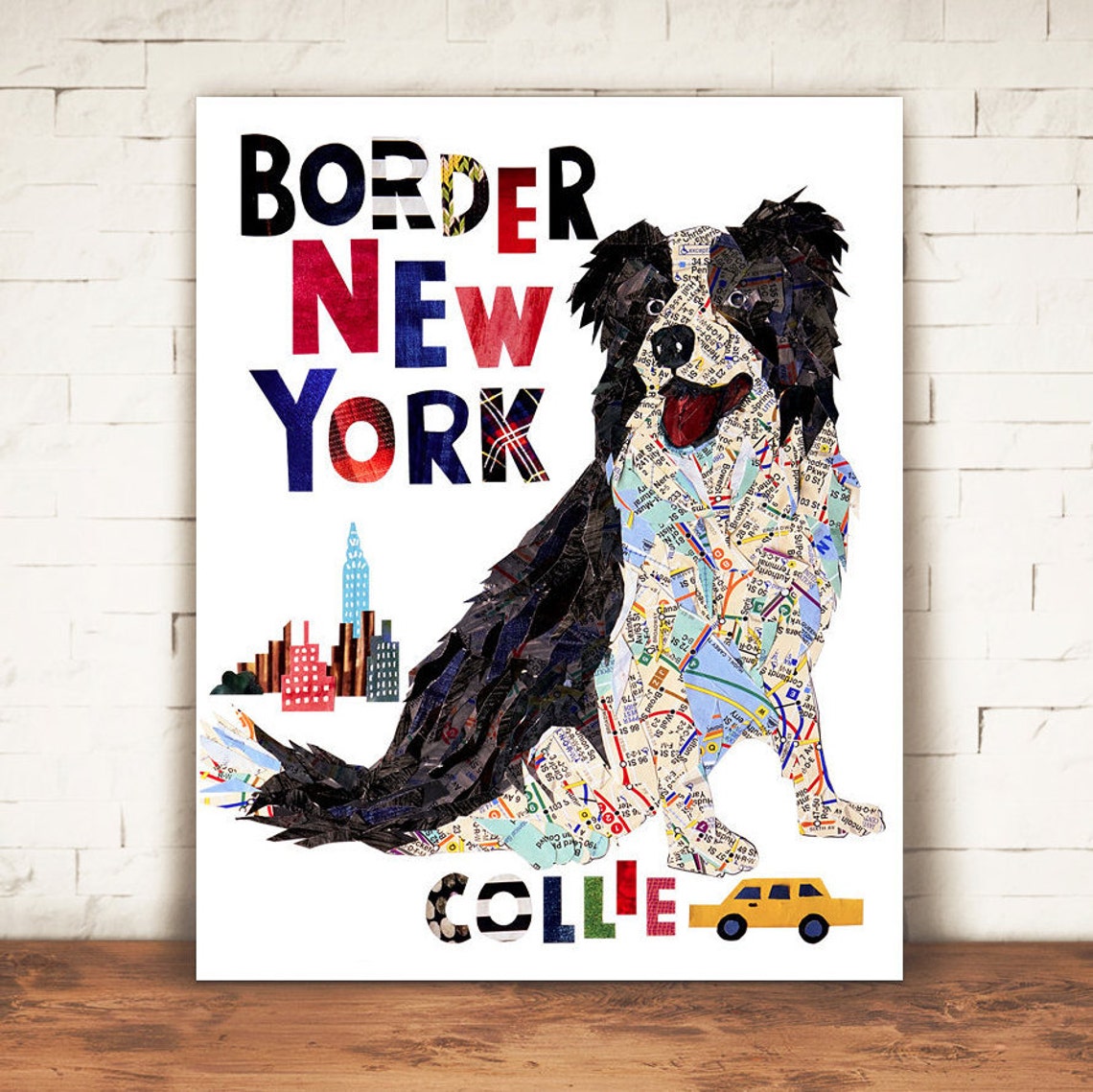Map Dog BORDER COLLIE/ Border Collie Art/border Collie - Etsy