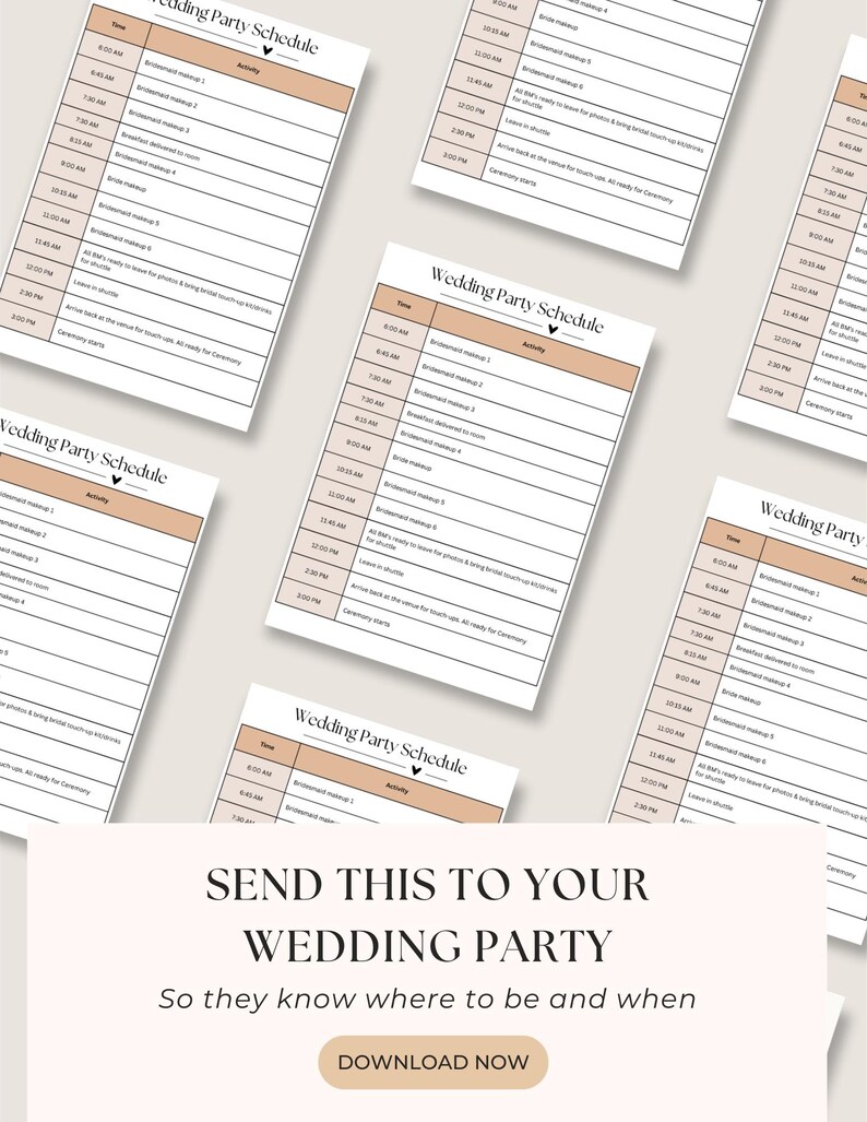 Wedding Day Timeline Template | Editable in Canva | Detailed Schedules ...