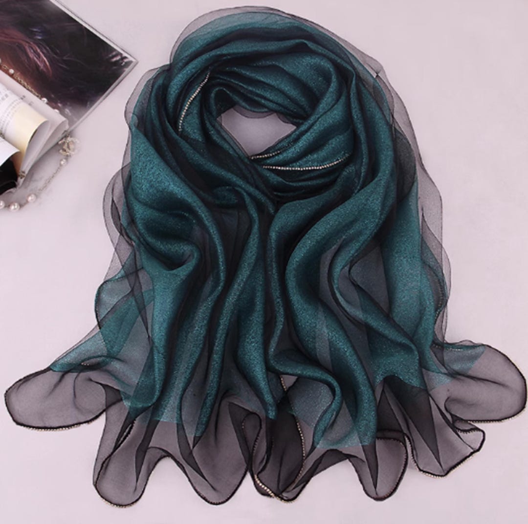 50% Silk Retro Blue Color Scarves, Soft and Comfortable Shawl - Etsy
