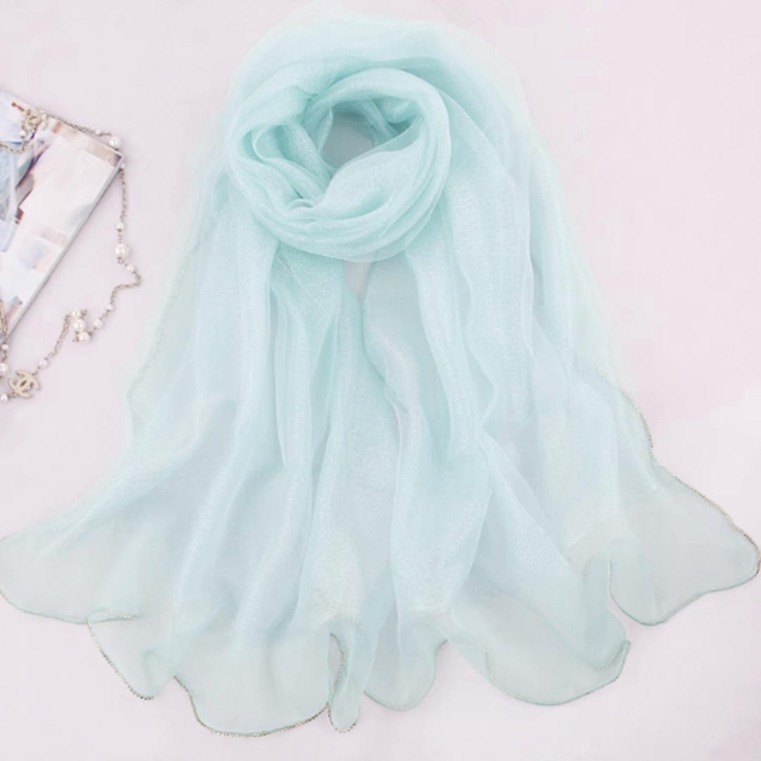 50% Silk Scarves, Light Green Color Silk Shawl - Etsy