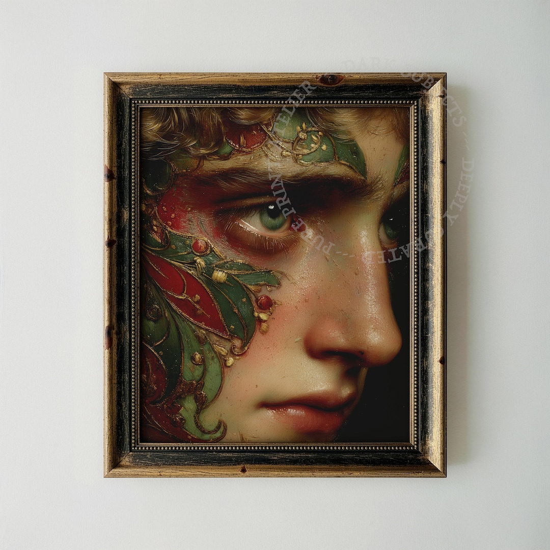 Dark Romantic Art Esoteric Baroque Portrait With Floral Motifs Textured ...