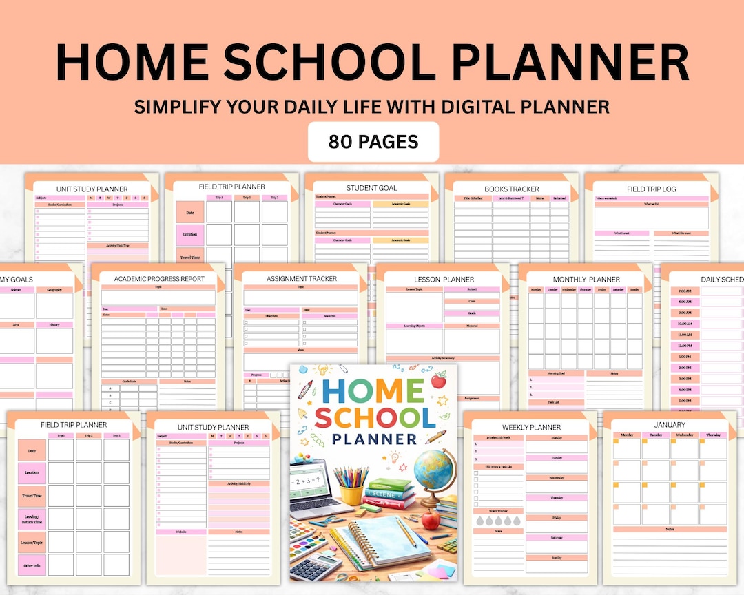 Homeschool Planner Printable: Lesson, Schedule, Teacher Organization ...