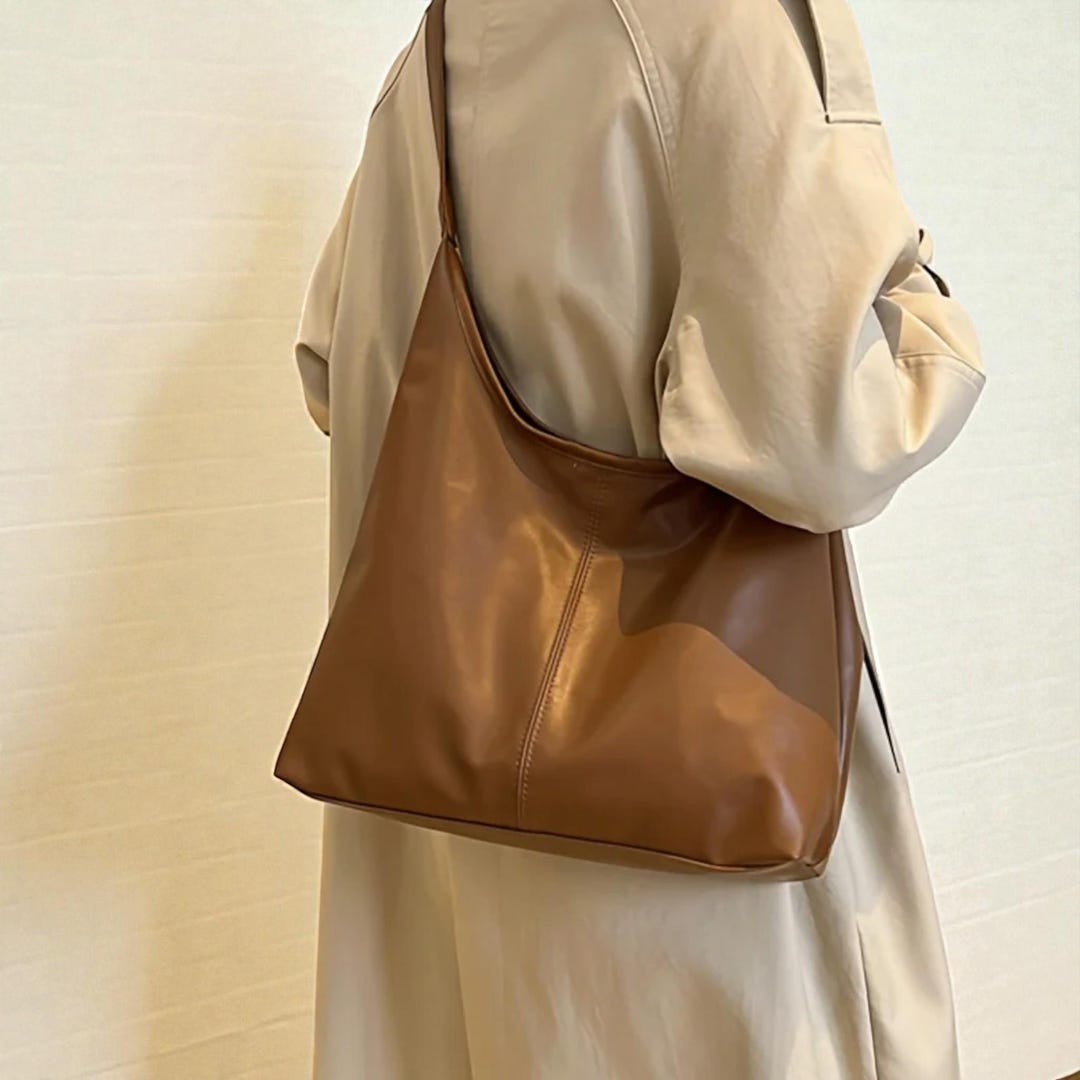 Women's Leather Tote Bag, Vintage Shoulder Purse, Large & Lightweight ...