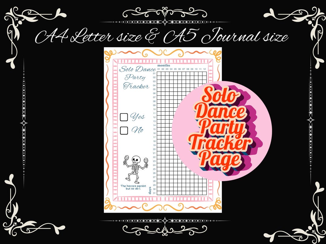 Solo Dance Party Tracker- WHITE Mental Health Page - Etsy