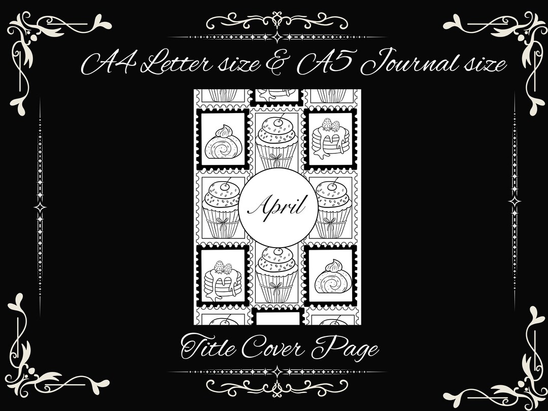 April Title Page - Stamp Journal Page PDF Download - Etsy