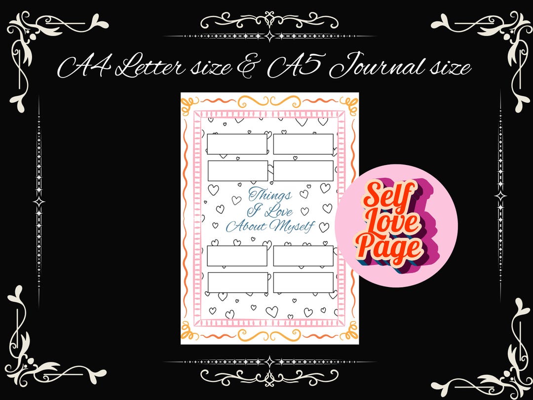 SELF LOVE Journal Page- WHITE Printable Page - Etsy