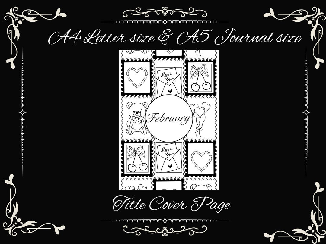 February Title Page - Stamp Journal Page PDF Download - Etsy