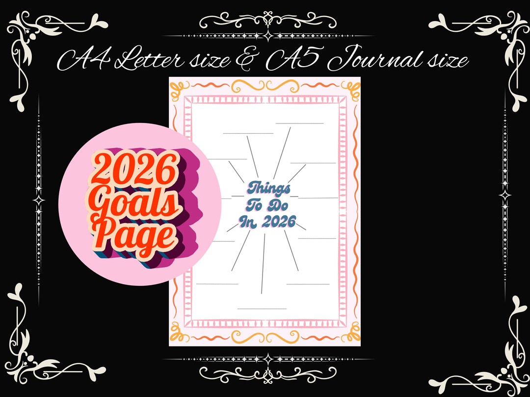 2026 New Years Resolutions Page - PINK PRINTABLE Journal Page - Etsy