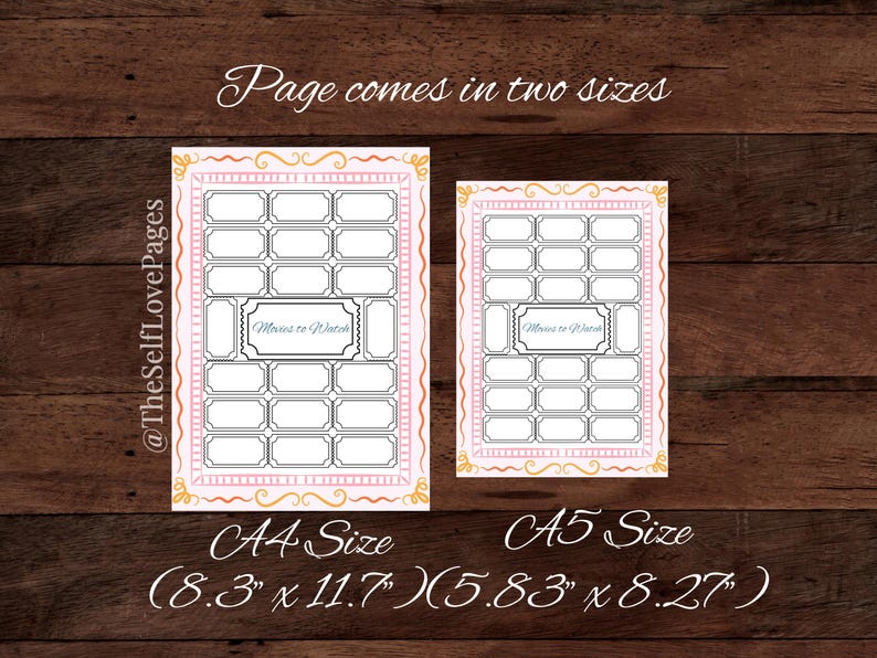 Movies to Watch - PINK PRINTABLE Journal Page- Movie Wishlist - Etsy
