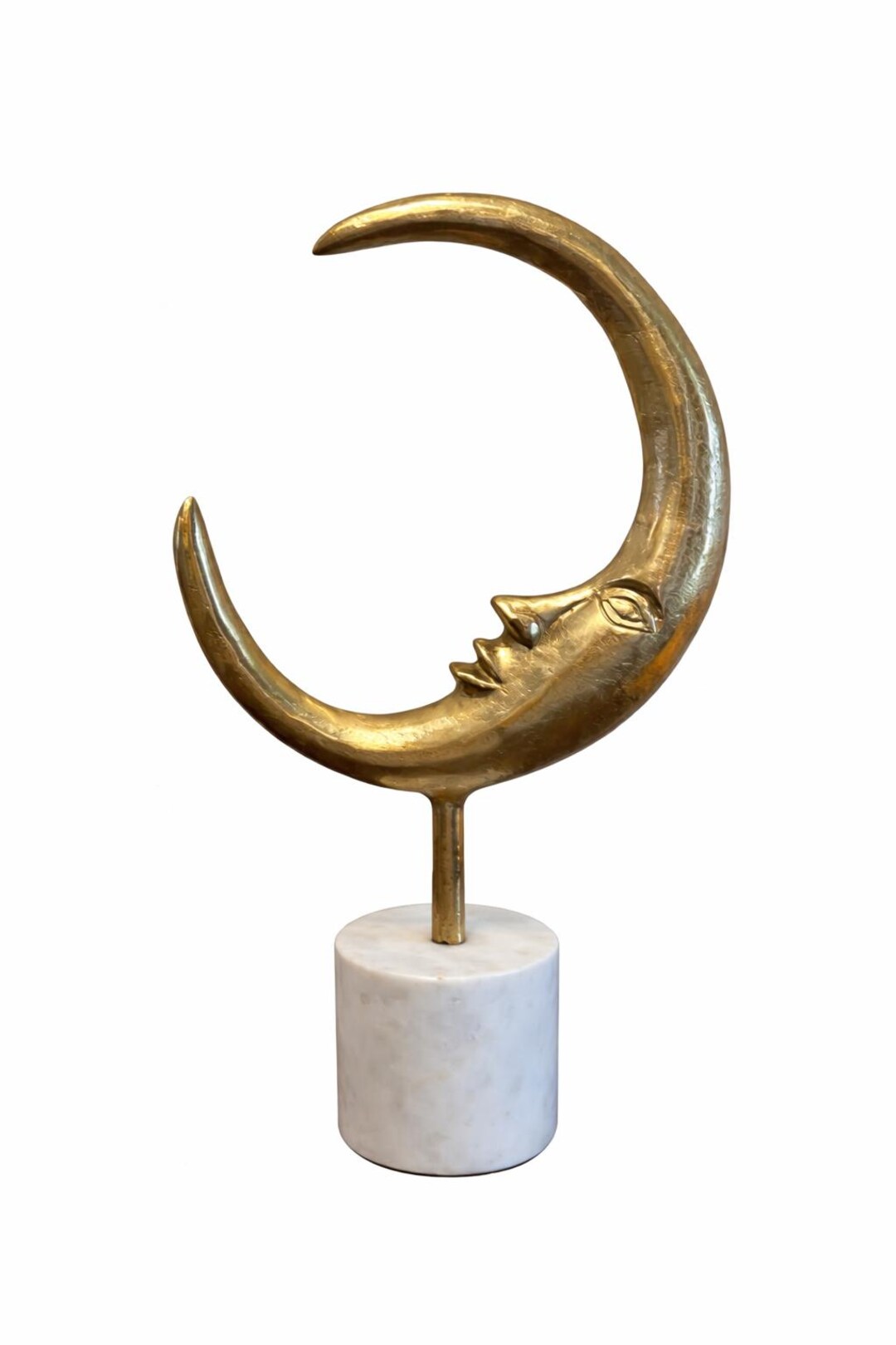 Mid-century Brass Crescent Moon Sculpture on Marble Base. MCM Vibes ...