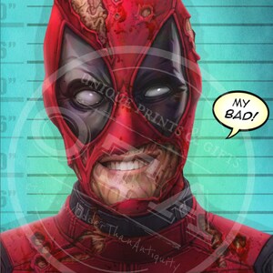 Deadpool Marvel Comics X-men Lineup Wade Wilson Mugshot Illustration ...