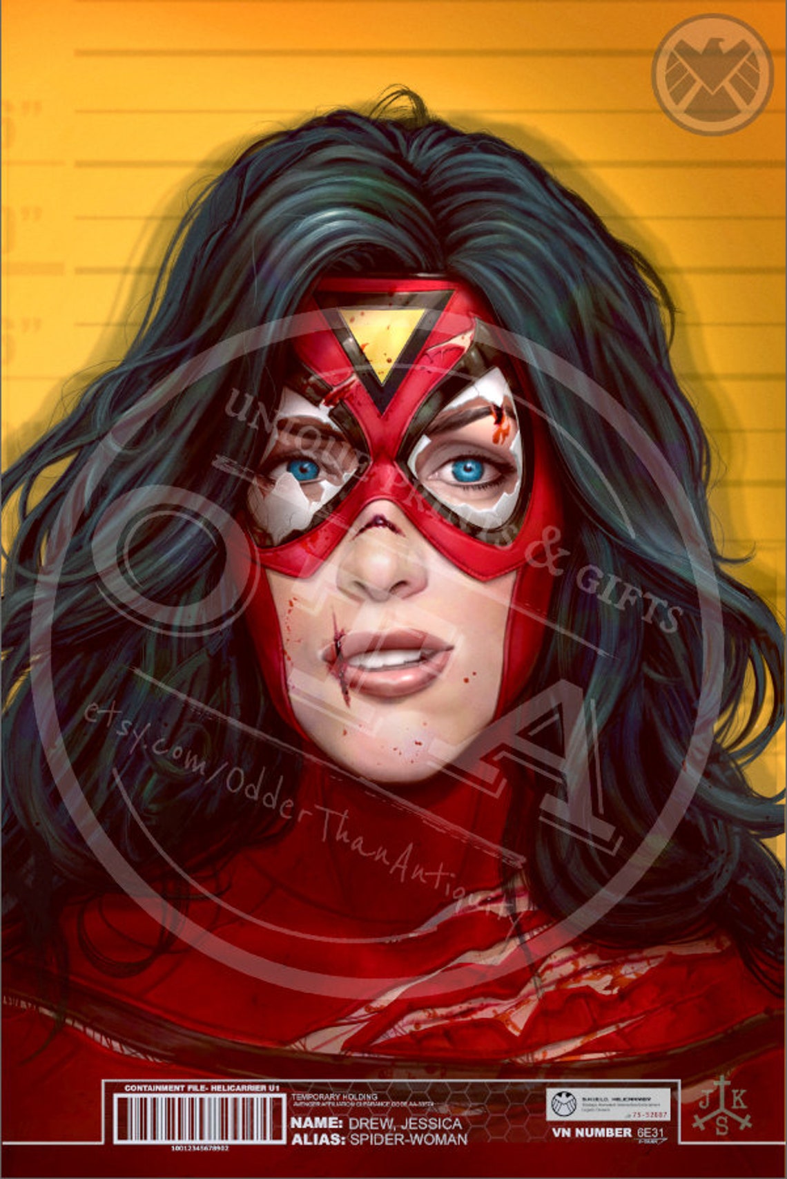 Spider-woman Mugshot Poster – Marvel Comics Art Print by Jacob Sparks ...